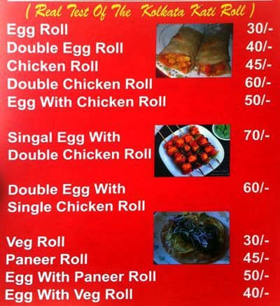 Menu at Kolkata Kati Roll, Bengaluru, Kolkata Kati Roll