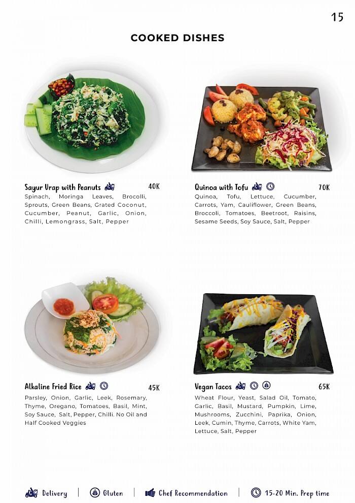 Menu at Alkaline restaurant, Mengwi