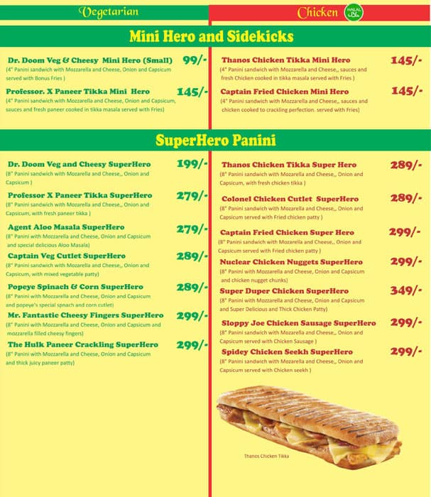 Menu Of Hero Sandwiches Undri Pune
