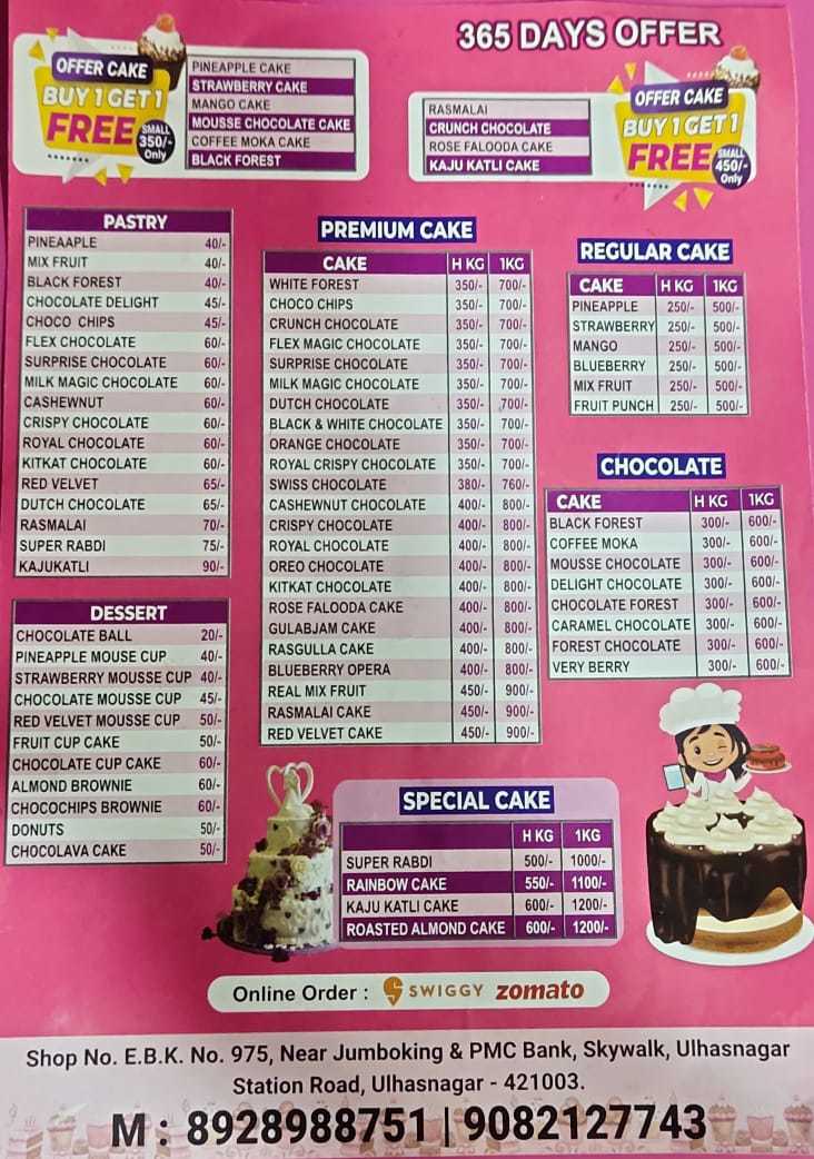 Menu of SS Bakers, Ulhasnagar, Thane