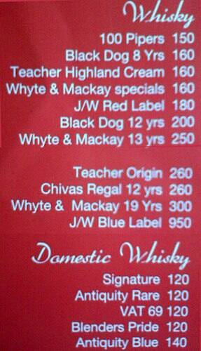 Menu at Black & Red, Bengaluru