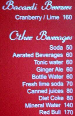 Menu at Black & Red, Bengaluru