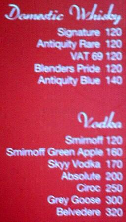 Menu at Black & Red, Bengaluru