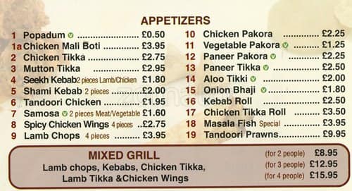 Menu at Lahore Spices restaurant, Sutton, 284-286 High Road