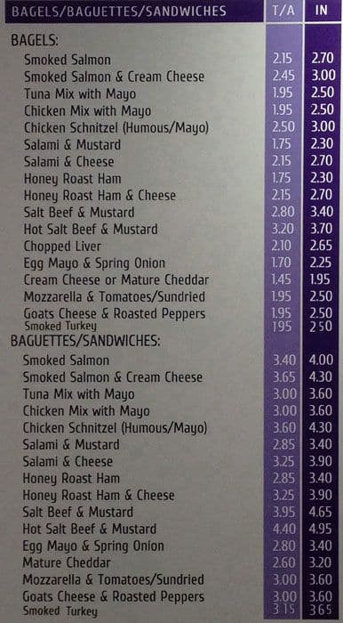 Menu at Village Deli cafe, Chigwell, 17 Brook Mews