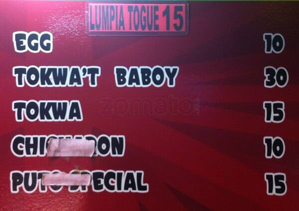 Menu at Mango-Ong restaurant, Quezon City, J239+MGP