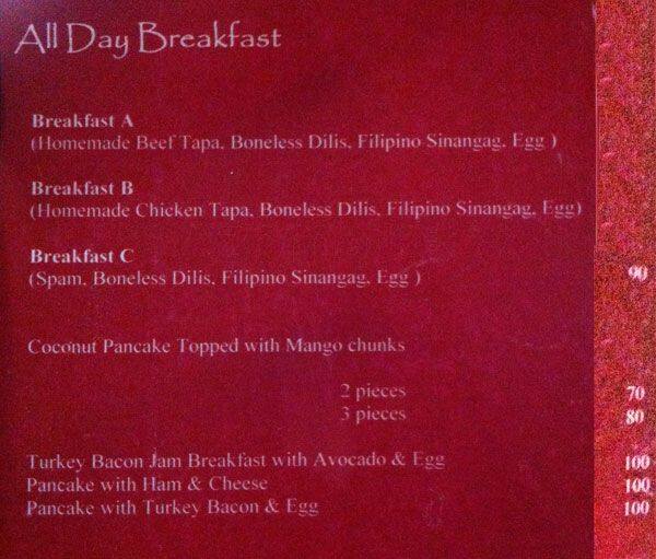 Menu at The Coffee Lab cafe, Makati