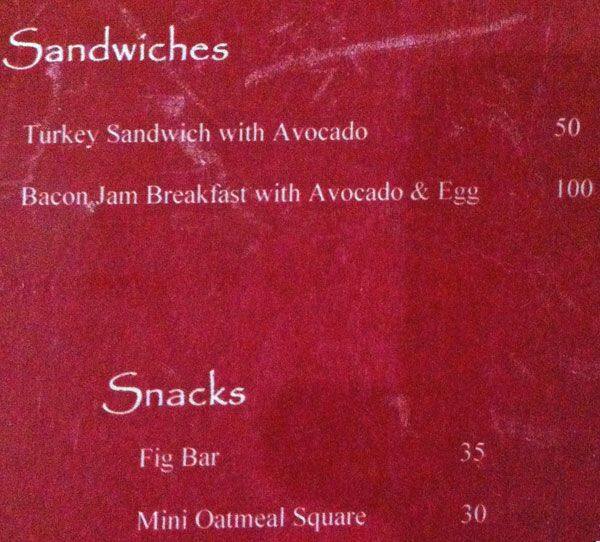 Menu at The Coffee Lab cafe, Makati