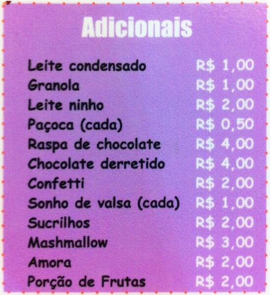 Menu at AÇAÍ CLUB, São Paulo, R. Dr. João Ribeiro