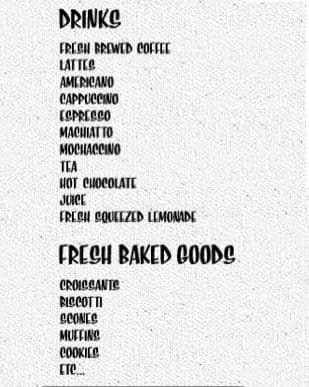 Menu at Cherry Bomb Coffee cafe, Toronto