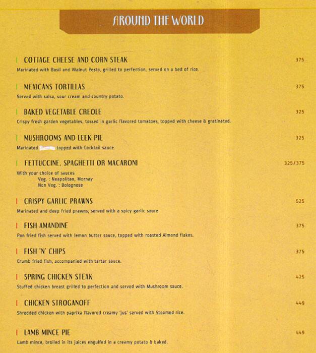 Menu at M Bar, Hyderabad