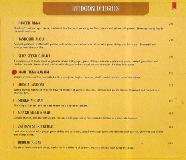 Menu at M Bar, Hyderabad