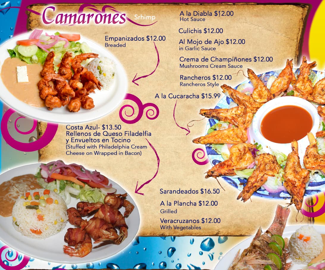 Menu at Mariscos Altata restaurant, Phoenix, W Indian School Rd