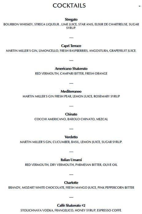 Menu at Casa Di Stefano pub & bar, London, 19-20 Dover St