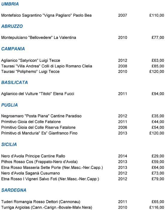 Menu at Casa Di Stefano pub & bar, London, 19-20 Dover St