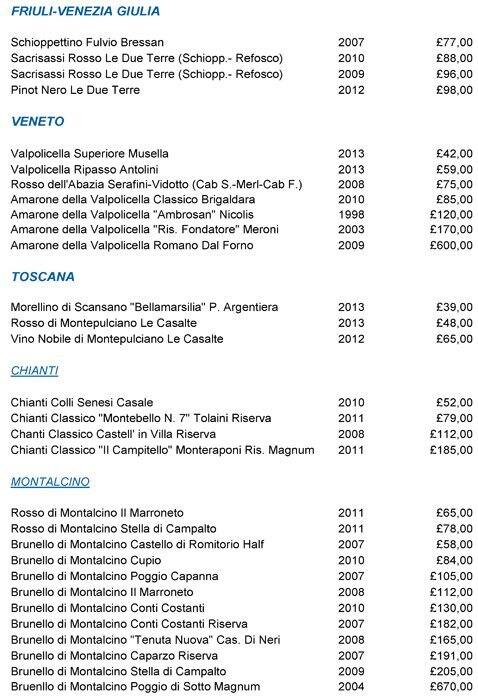 Menu at Casa Di Stefano pub & bar, London, 19-20 Dover St