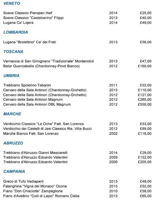 Menu at Casa Di Stefano pub & bar, London, 19-20 Dover St