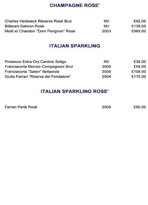 Menu at Casa Di Stefano pub & bar, London, 19-20 Dover St