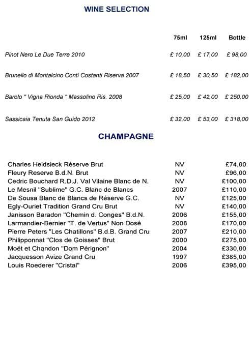 Menu at Casa Di Stefano pub & bar, London, 19-20 Dover St