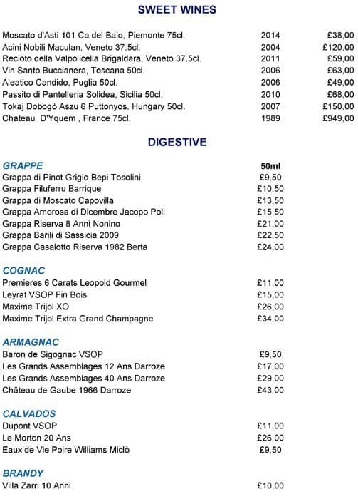 Menu at Casa Di Stefano pub & bar, London, 19-20 Dover St
