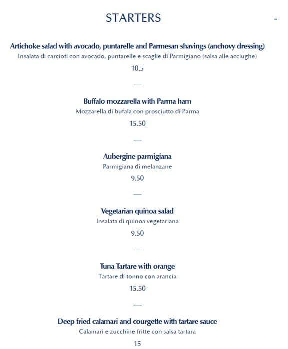 Menu at Casa Di Stefano pub & bar, London, 19-20 Dover St