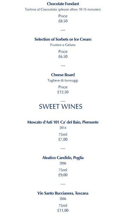 Menu at Casa Di Stefano pub & bar, London, 19-20 Dover St