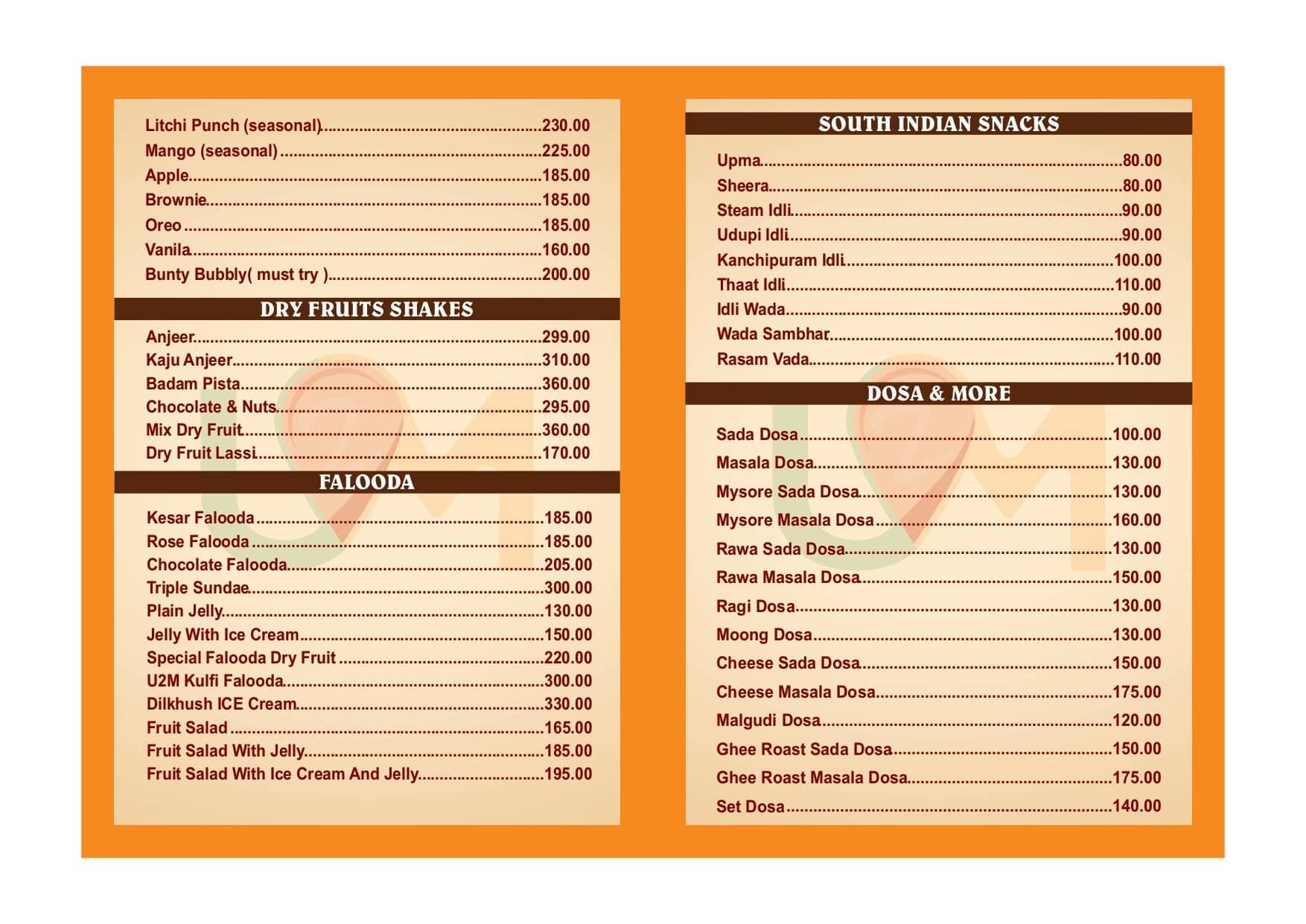 Menu of Udupi 2 Mumbai, Dadar East, Mumbai
