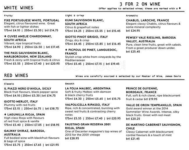 City of Quebec Menu, Menu for City of Quebec, Marble Arch, London ...