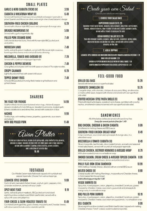 Menu at Henry's Coffee Bar, London, Lincoln Inn Fields