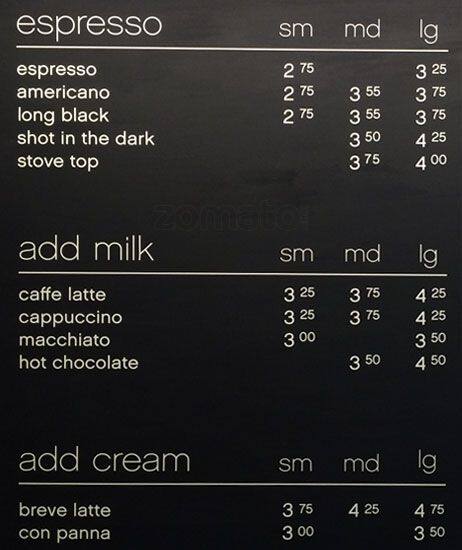 Milano Espresso Bar Menu, Menu for Milano Espresso Bar, Entertainment ...
