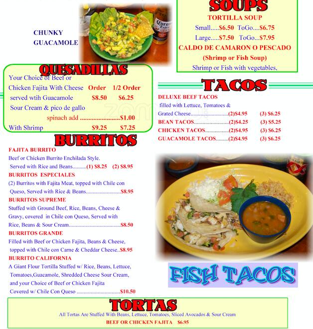 Menu at Los 3 Ranchitos restaurant, The Woodlands, Kuykendahl Rd Suite 220
