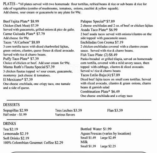 Menu at Las Palapas - Tezel restaurant, San Antonio, Tezel Rd