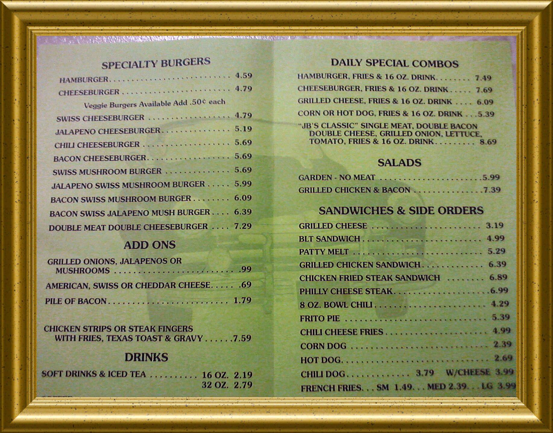 Menu at Classics Burgers & Moore restaurant, Kerrville