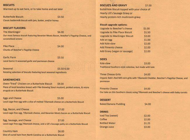 Honest Biscuits Menu, Menu for Honest Biscuits, Downtown, Seattle ...