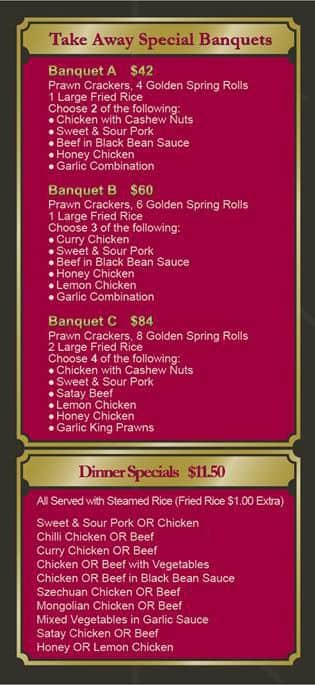 Carta de Forrestfield Chinese BBQ Restaurant, Forrestfield