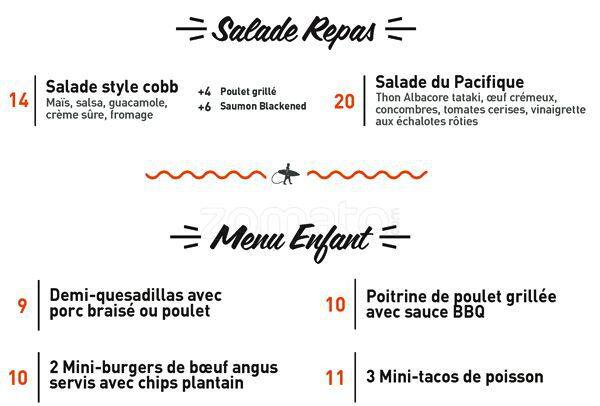 Menu at Resto-bar Le Turf @Oasis Surf, Brossard