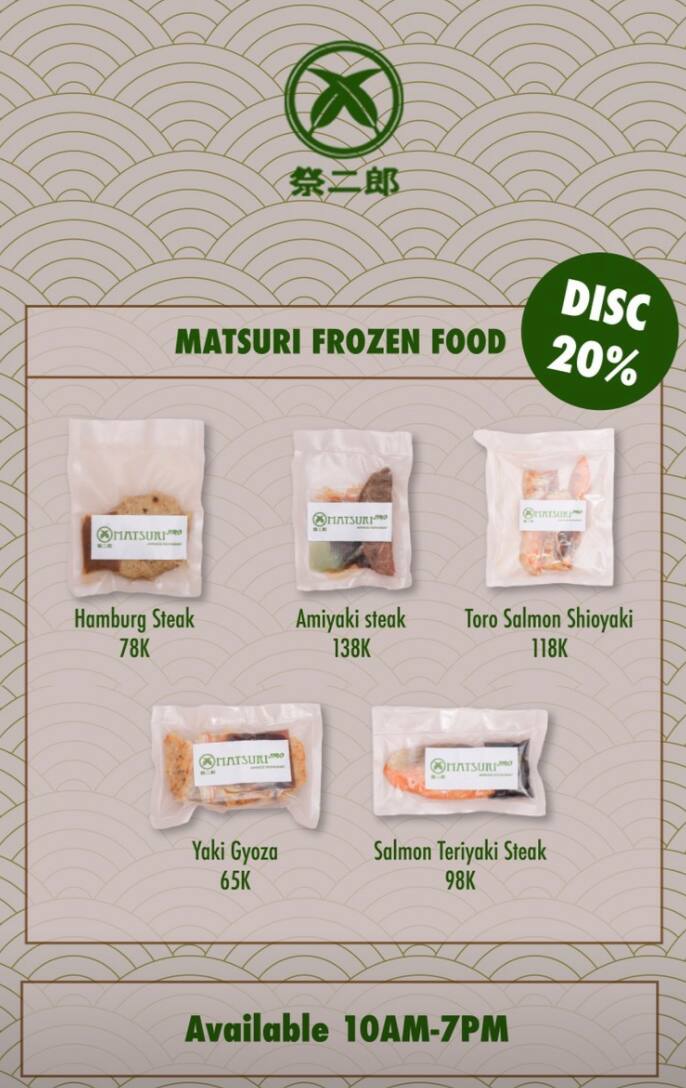 Menu at Matsuri Jiro restaurant, Bandung