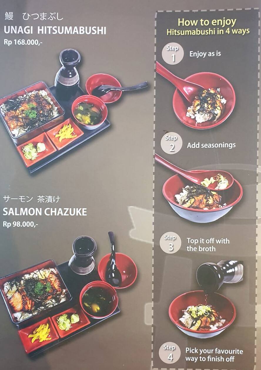 Menu at Matsuri Jiro restaurant, Bandung