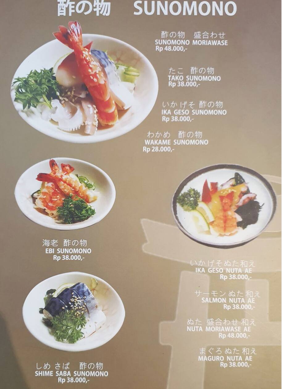 Menu at Matsuri Jiro restaurant, Bandung