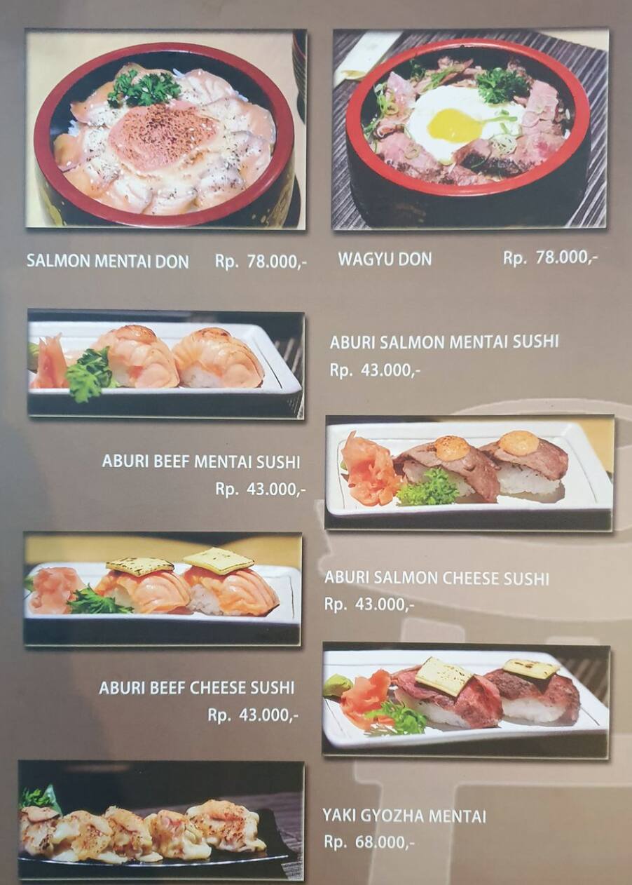 Menu at Matsuri Jiro restaurant, Bandung
