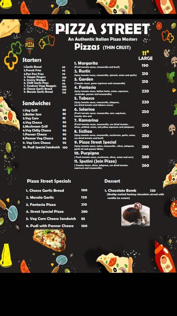 Menu at Pizza Street, Bengaluru