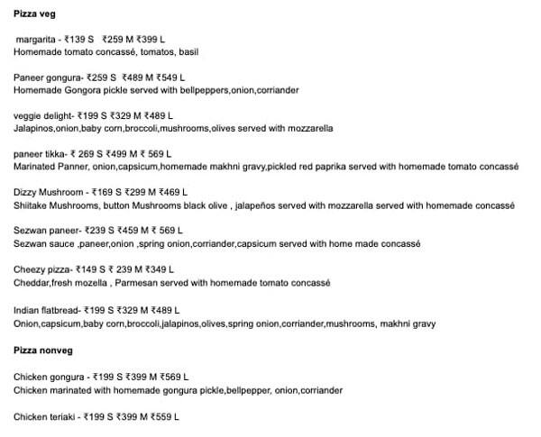 Menu of The Wano Cafe, NIBM Road, Pune