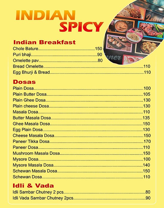 Menu of Indian Spices, Calangute, Goa