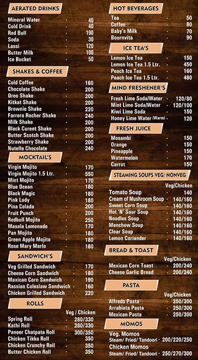 Menu at R. ambience, Bhopal