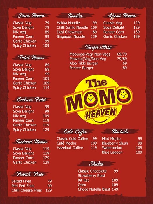 Menu at The Momo Heaven, Agra
