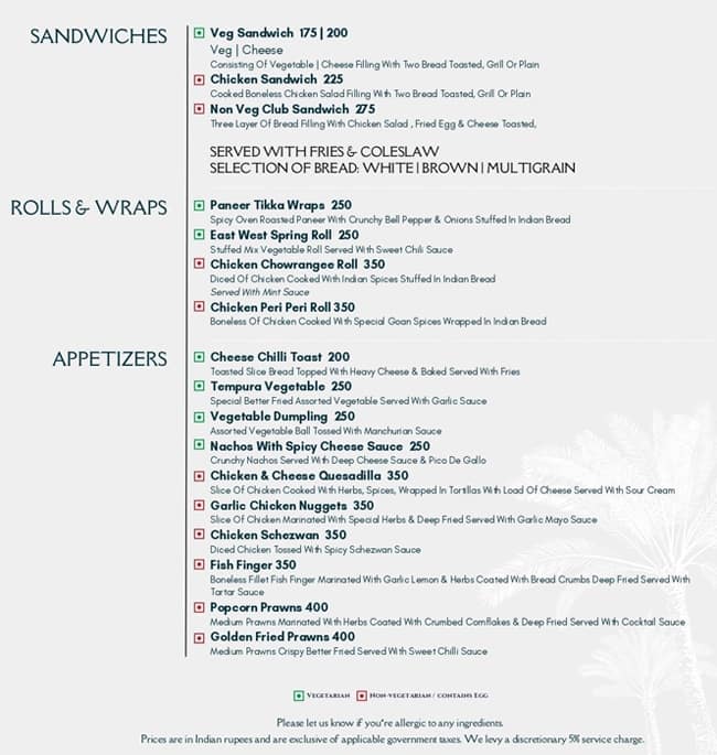 Menu of Crave House Cafe And Comfort Food, Calangute, Goa
