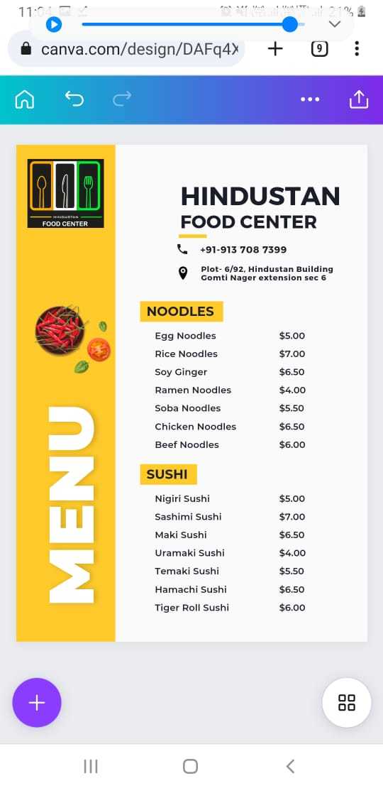 Menu of HFC Foods, Gomti Nagar, Lucknow