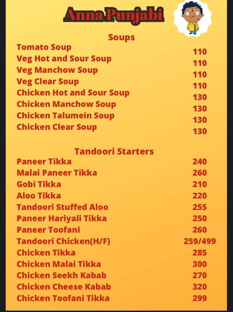 Menu of Anna Punjabi, Viman Nagar, Pune
