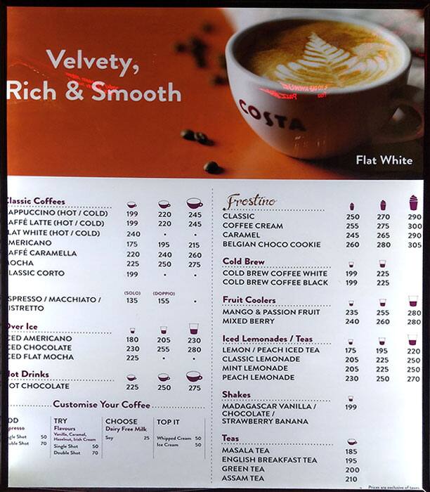 Costa Coffee Menu And Prices For AeroCity, New Delhi | atelier-yuwa.ciao.jp
