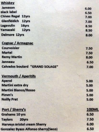 Menu at Grand royale Restaurant, England